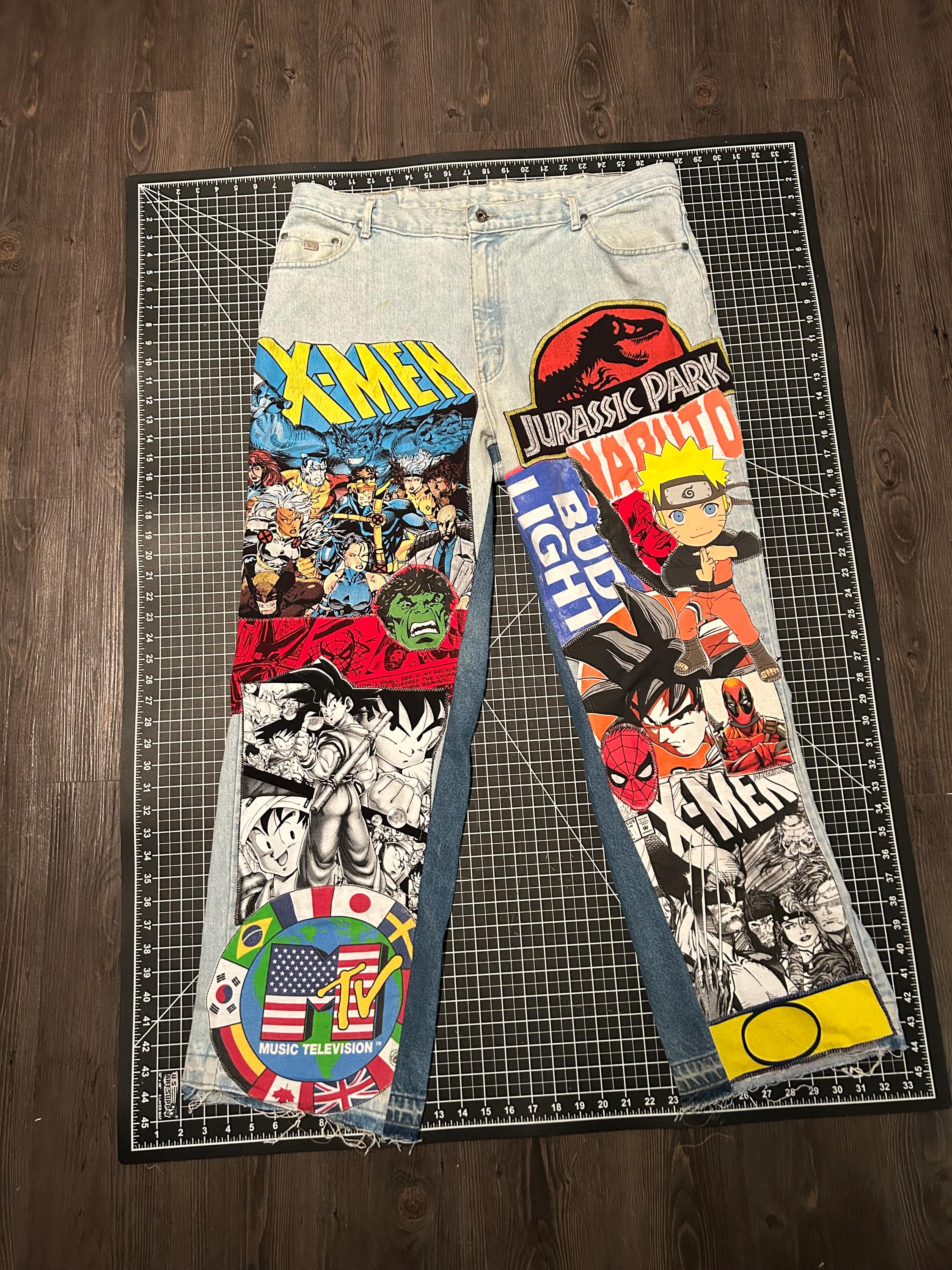 Createdbyslim: Reworked/upcycled Collage Denim Jeans - Etsy