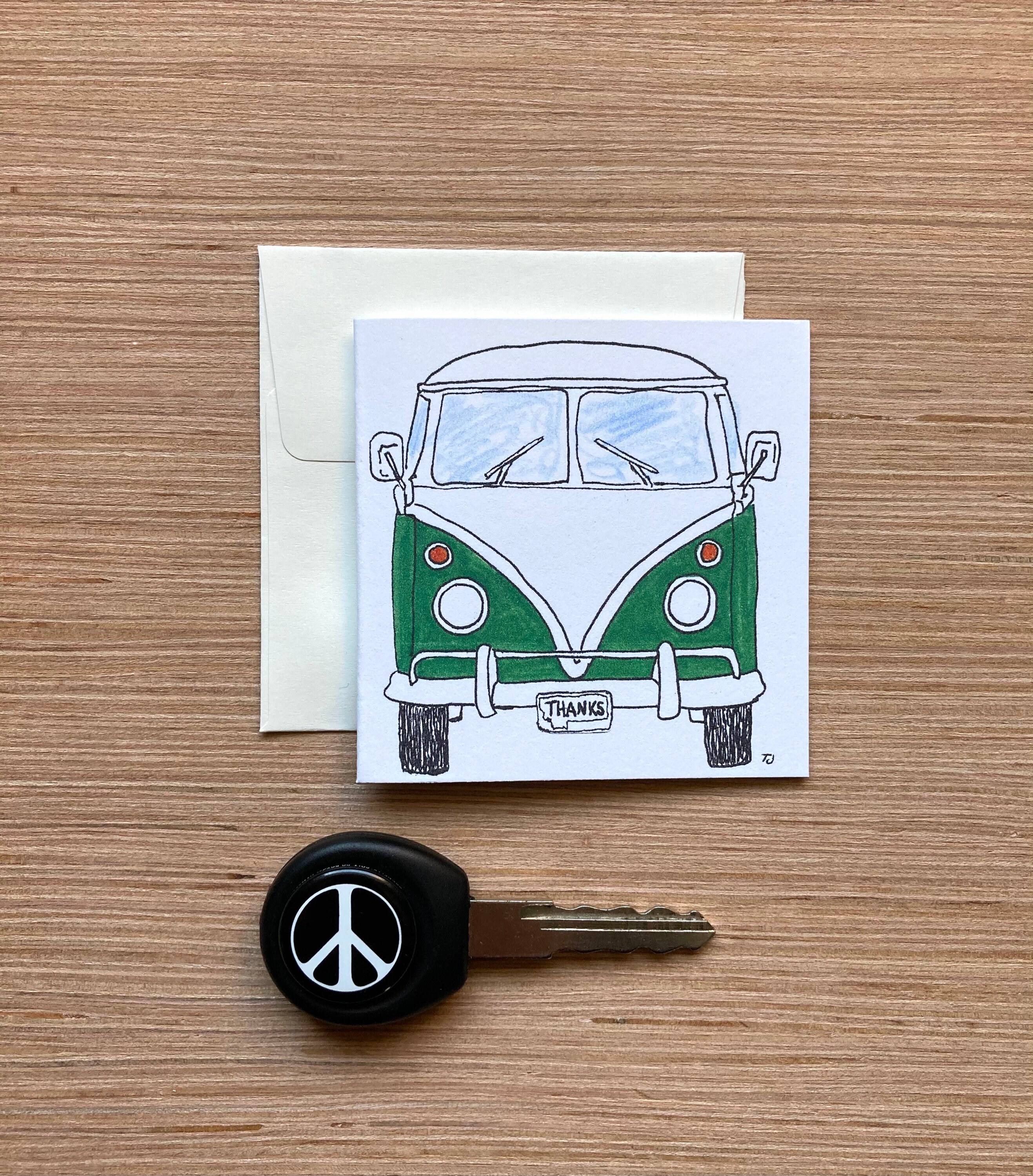 Mini Thank You Cards 10 Pack Vw Bus Thank You Card Mini Card Folded ...