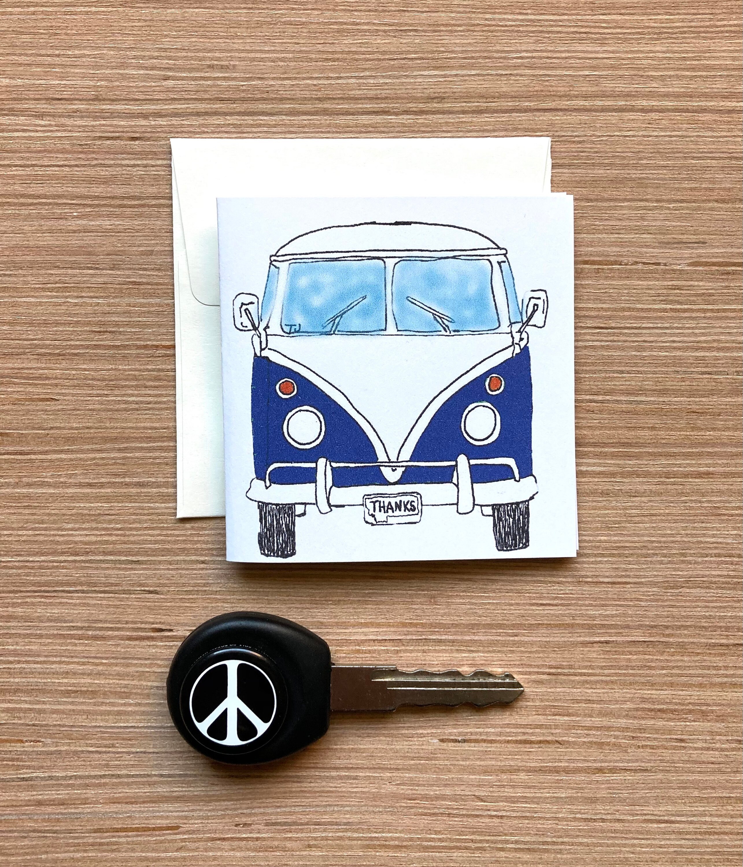 Mini Thank You Cards 10 Pack Vw Bus Thank You Card Mini Card Folded ...