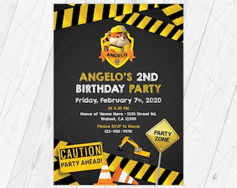 Rubble Birthday Invitation - Etsy