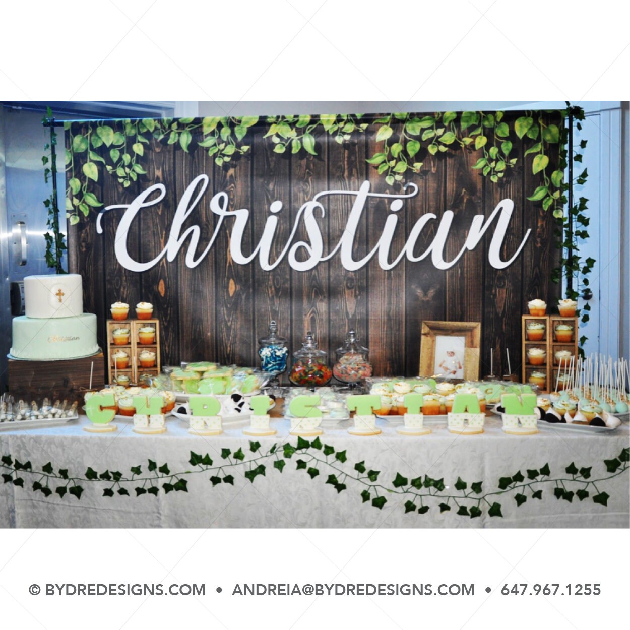 Rustic Wood Baptism Banner, Greenery Backdrop (digital or Printed) - Etsy