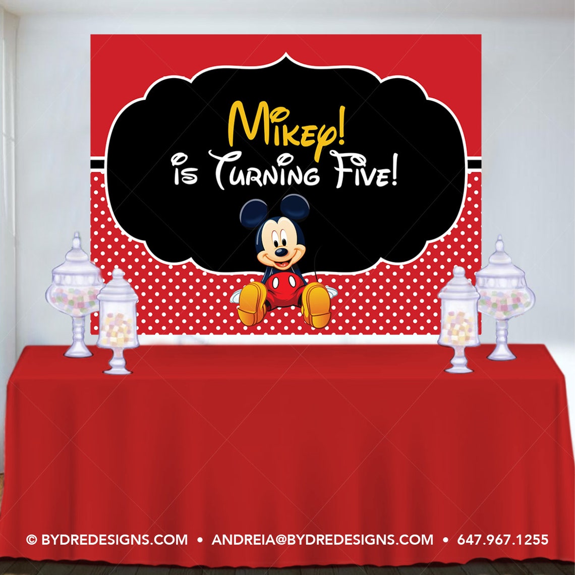 Mickey Mouse Birthday Banner/backdrop Mickey & Pluto Banner - Etsy