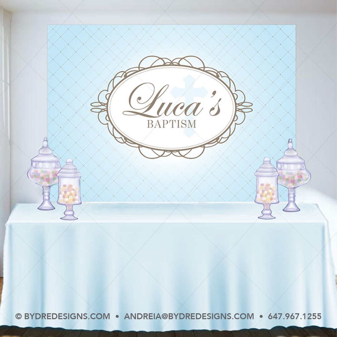 Boy Baptism Banner/backdrop, Baby Blue Banner, Baby Boy Decor, Baptism ...