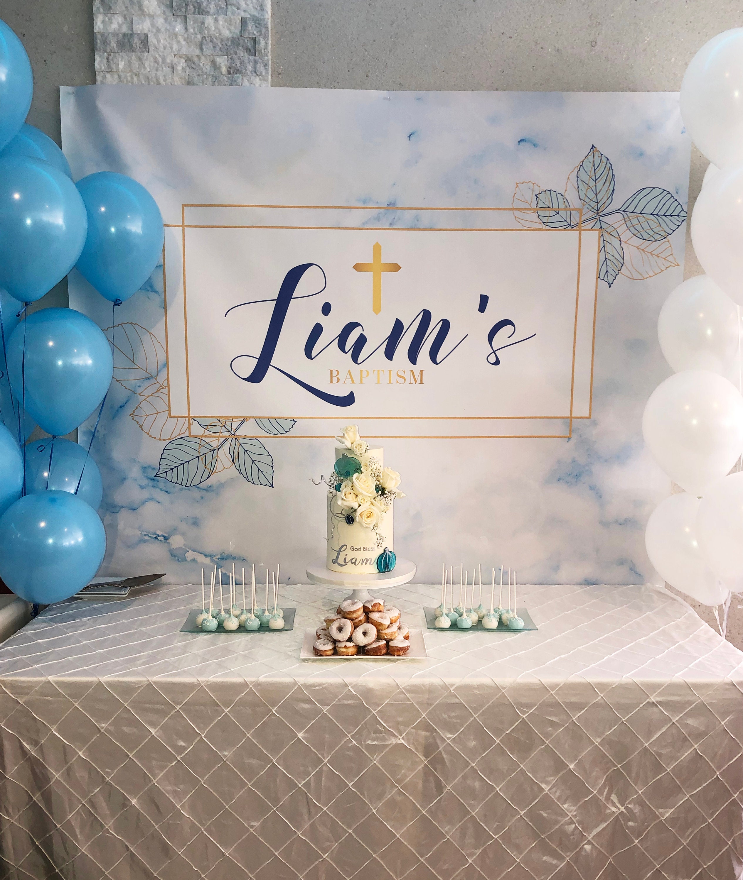 Boy Baptism Banner/backdrop Blue & Gold Baptism Banner - Etsy Canada