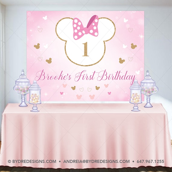 Minnie Mouse Backdrop Minnie Mouse Birthday Banner Minnie | Etsy