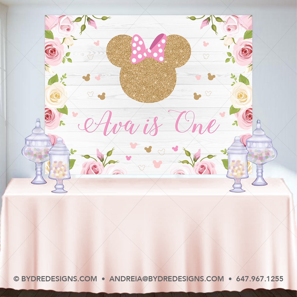 Minnie Mouse Backdrop Minnie Mouse Banner Minnie Mouse - Etsy