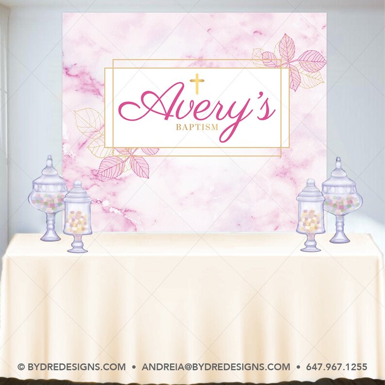 Girl Baptism Backdrop Pink Marble Communion Backdrop Gold | Etsy