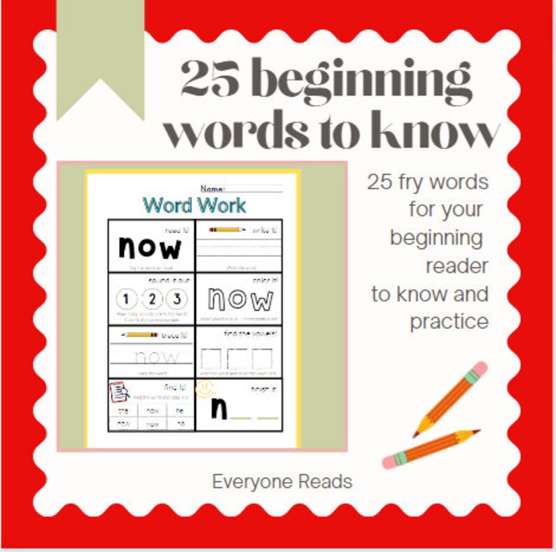 25 Sight Words - Etsy
