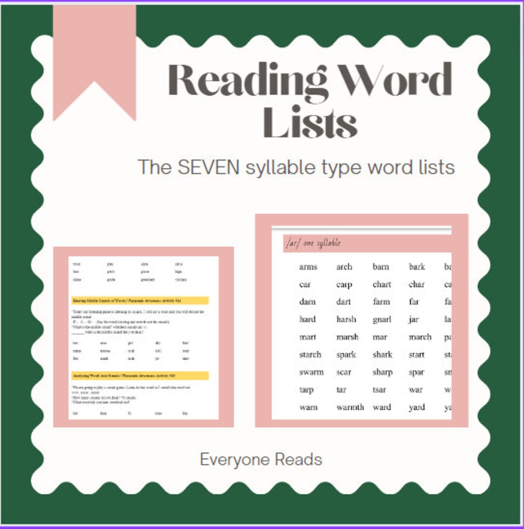 Phonics Word Lists - Etsy