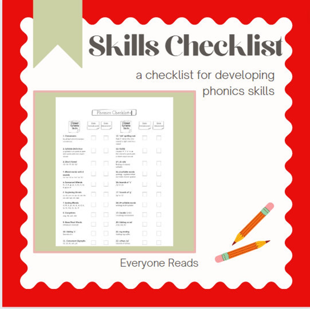 Phonics Teaching Checklist - Etsy