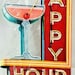 18" Happy Hour Club Drink Nostalgic Neon Style in USA Steel Sign Retro ...