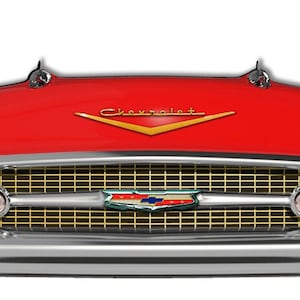 25" HUGE 1957 Chevy Classic Car Bel Air Grill Front End USA STEEL Metal ...