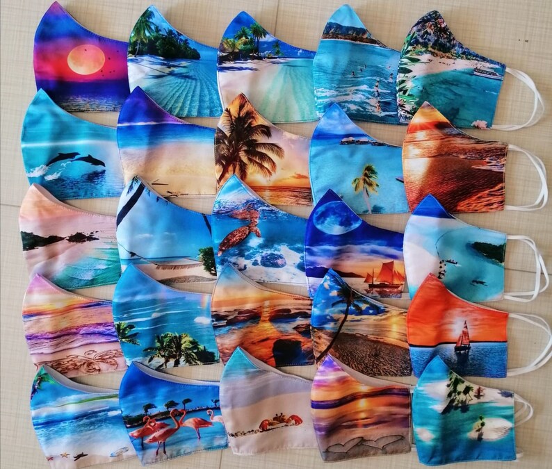 Ocean Lake Beach House Handmade Custom Mask Face Covers Masks Manmade ...