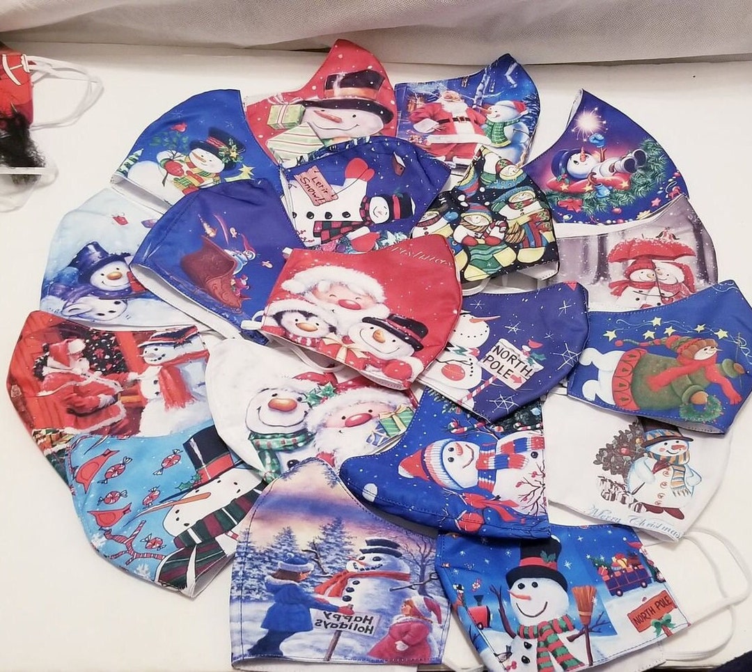 3 X Layer Filter Pocket Snowmen Mask Face Covers Masks ART Celebrate ...