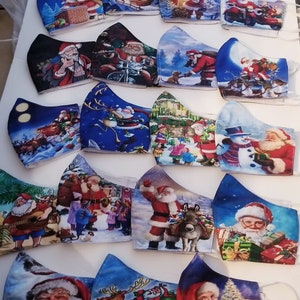 Handmade Custom Mask Face Covers Masks Santa Winter Holiday Seasonal ...