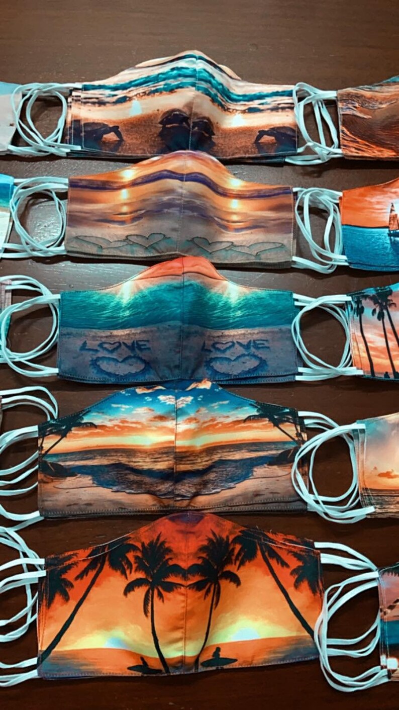 Ocean Lake Beach House Handmade Custom Mask Face Covers Masks Manmade ...