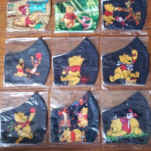 Winne the Pooh Handmade Custom Mask Face Covers Masks ART Cartoon Fun ...