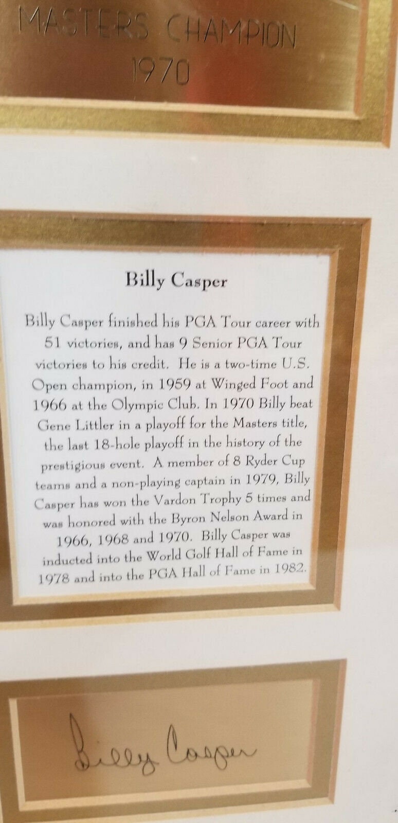Billy Casper Wins 1970 Masters Champion Framed picture | Etsy