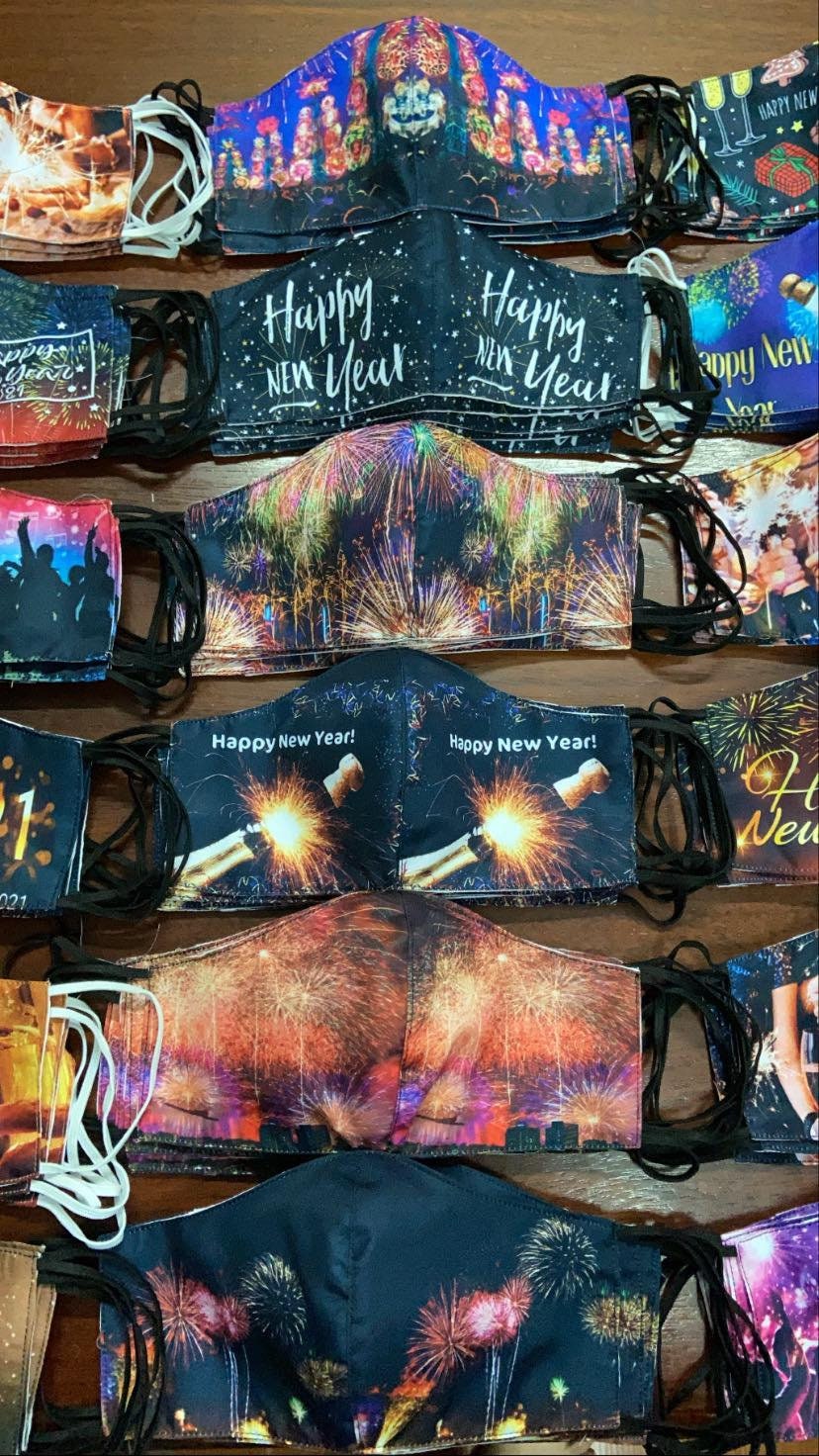 HAPPY NEW YEAR Celebrate Custom Face Cover Mask Champagne - Etsy