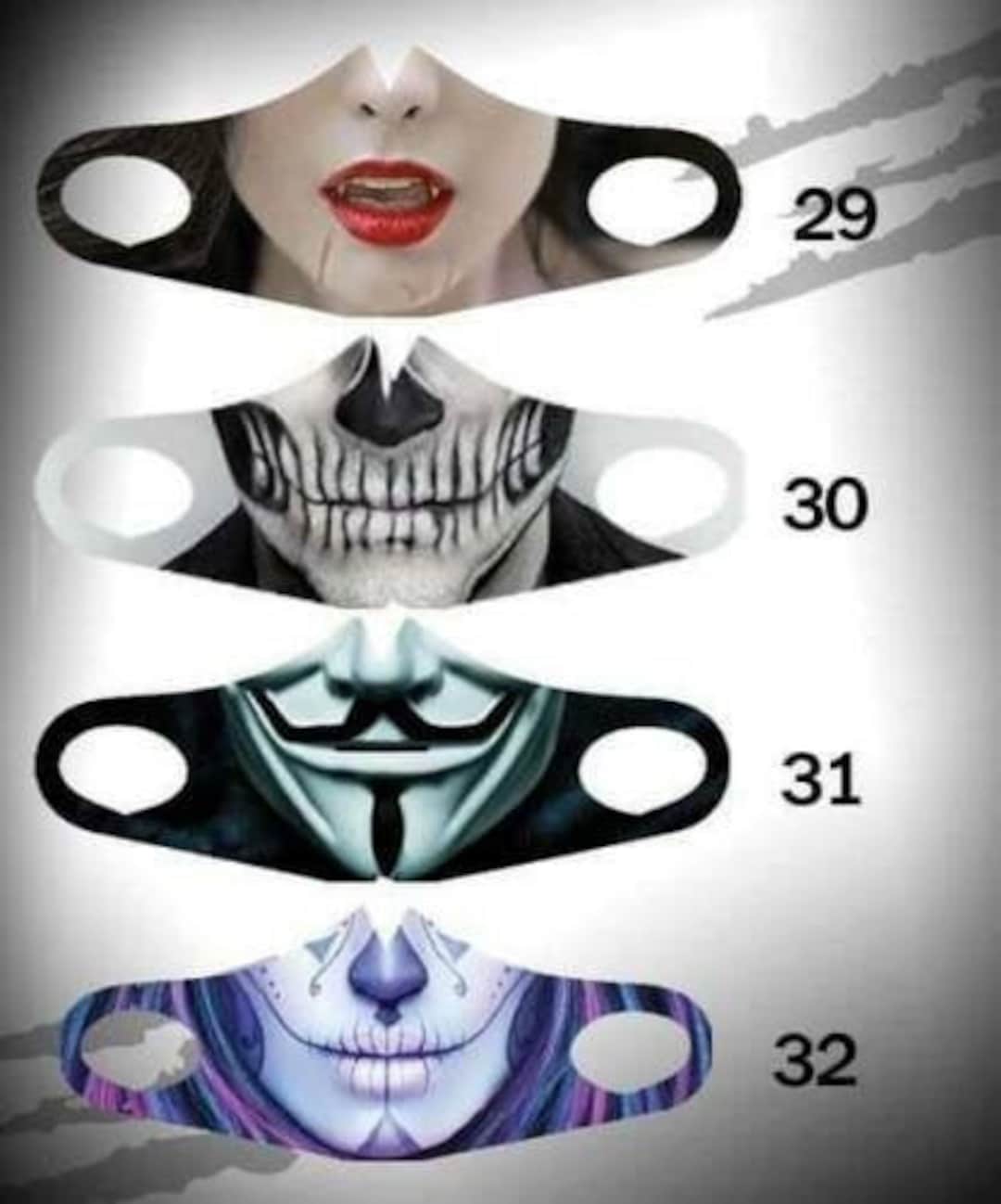 2x Handmade Vampire Z Mask Face Covers Masks ART H20 Halloween Goth ...