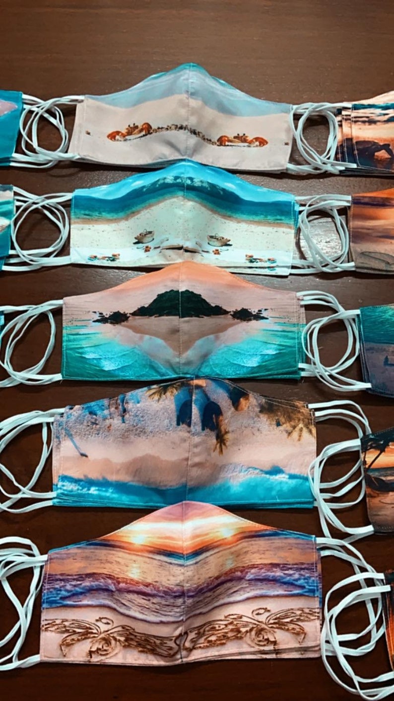 Ocean Lake Beach House Handmade Custom Mask Face Covers Masks Manmade ...
