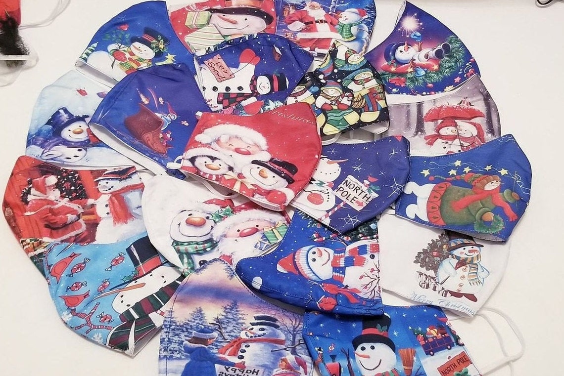 Handmade Custom Mask Face Covers Masks Santa Winter Holiday | Etsy