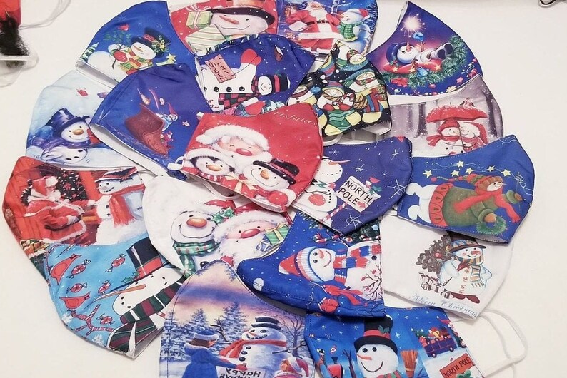 Handmade Custom Mask Face Covers Masks Santa Winter Holiday | Etsy