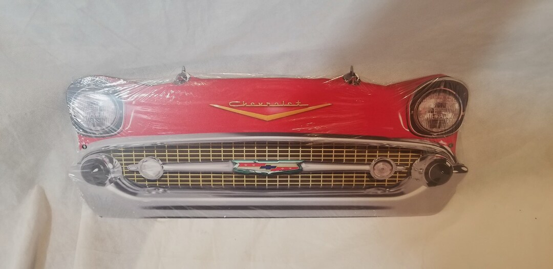 25" HUGE 1957 Chevy Classic Car Bel Air Grill Front End USA STEEL Metal ...
