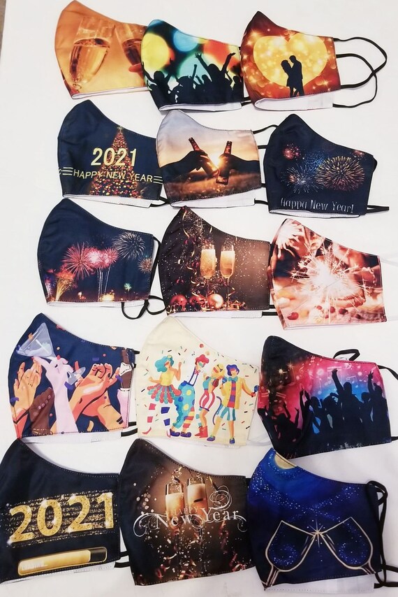 HAPPY NEW YEAR Celebrate 2021 Custom Face Cover Mask Champagne - Etsy