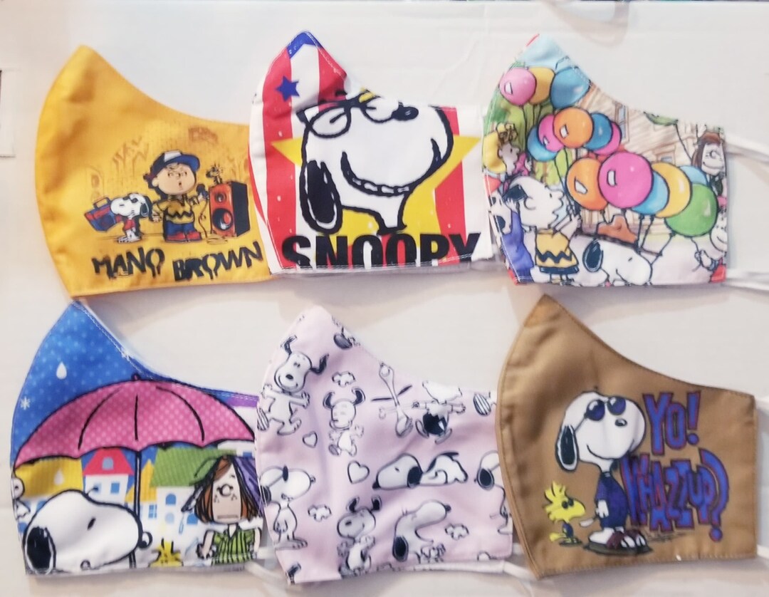 Handmade Custom Mask Face Covers Masks ART Cartoon Characters Snoopy ...