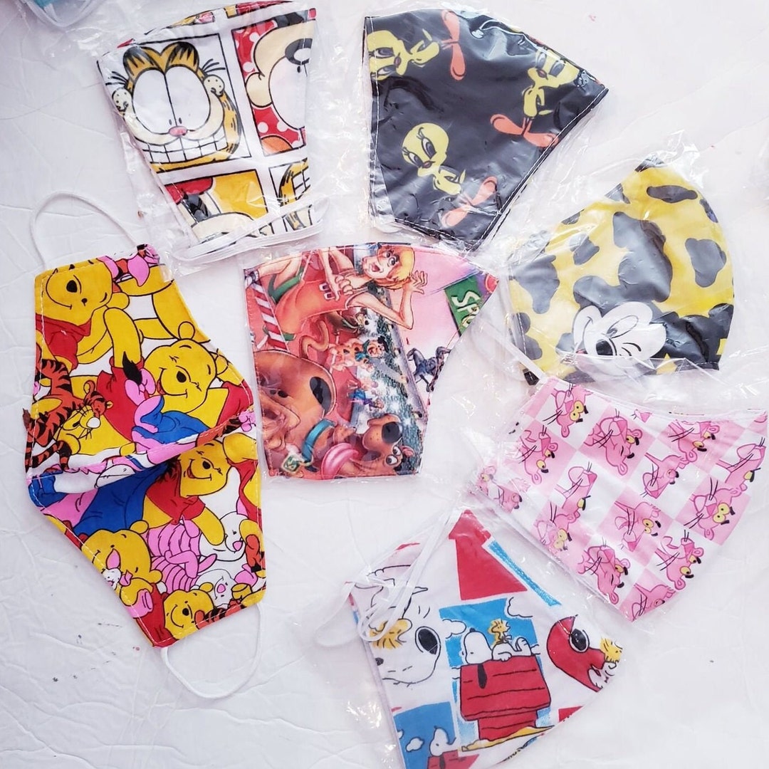 3x Adult Cartoon Favorites Handmade Custom Face Cover Masks Colorful ...