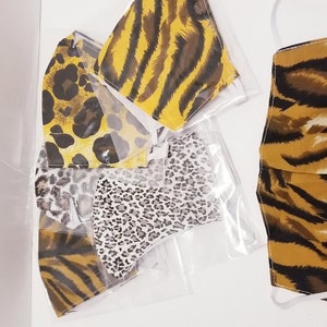 3 Pack BIG CAT Washable Face Cover Mask Leo Snow Leopard Animal Print ...