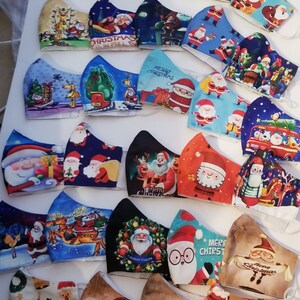 Handmade Custom Mask Face Covers Masks Santa Winter Holiday Seasonal ...