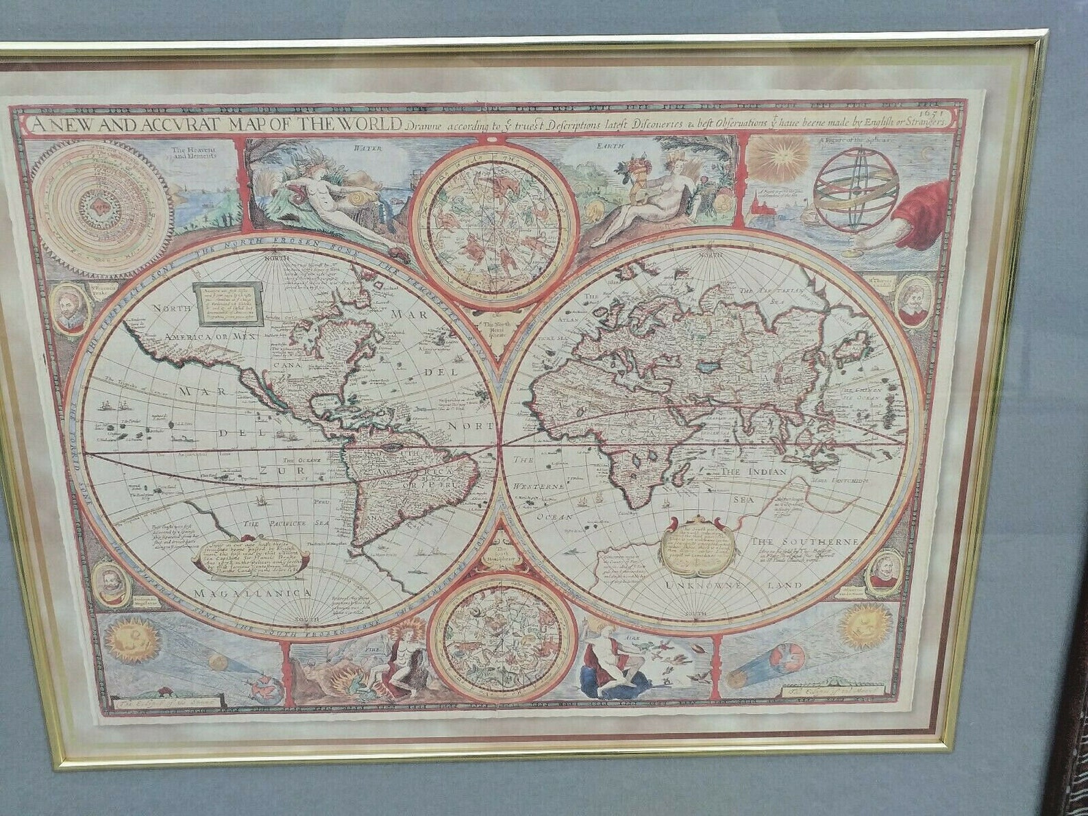 Colorful Historic New and Accurate 1651 World Map 23 x | Etsy