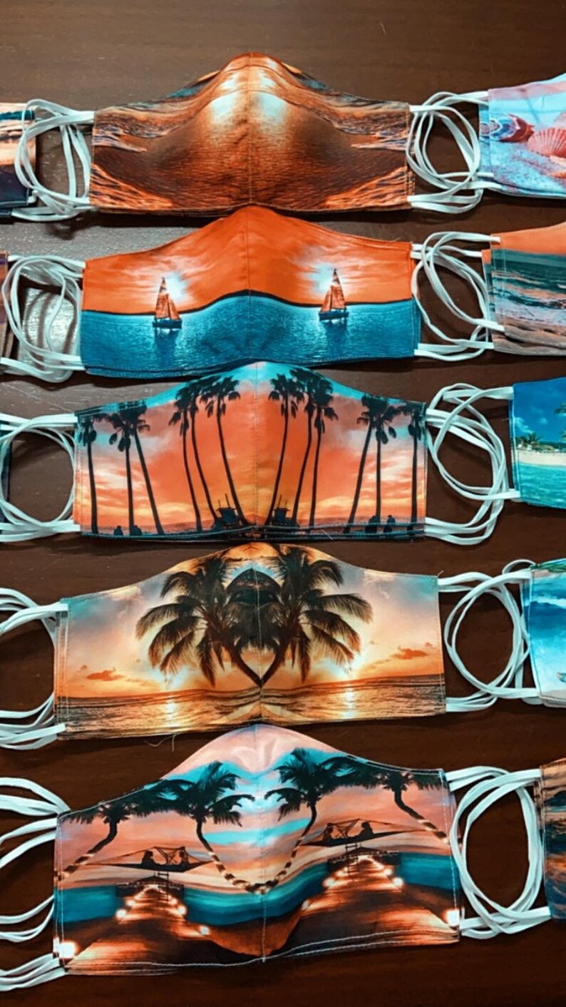 Ocean Lake Beach House Handmade Custom Mask Face Covers Masks Manmade ...