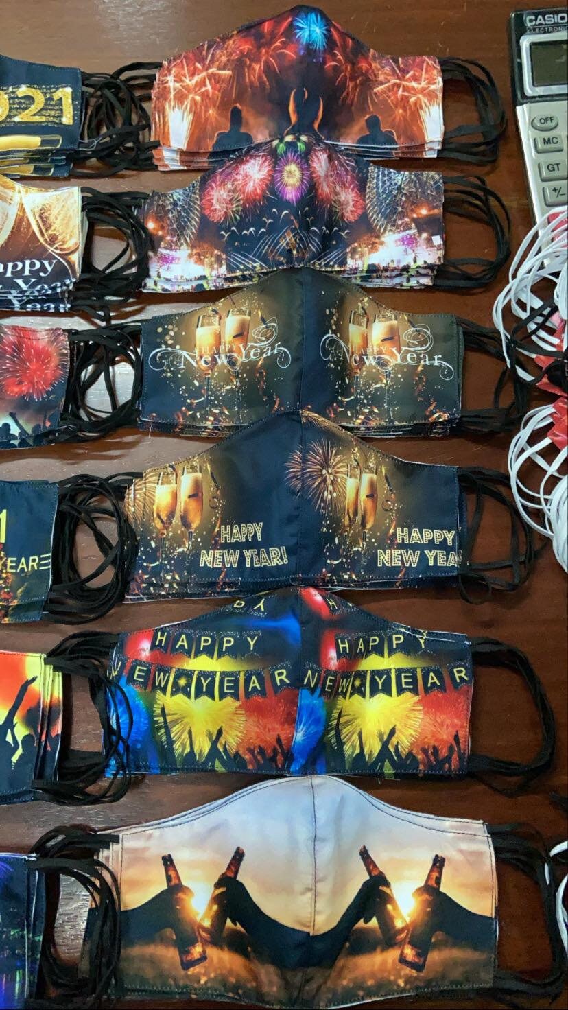 HAPPY NEW YEAR Celebrate Custom Face Cover Mask Champagne | Etsy