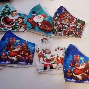 Handmade Custom Mask Face Covers Masks Santa Winter Holiday Seasonal ...