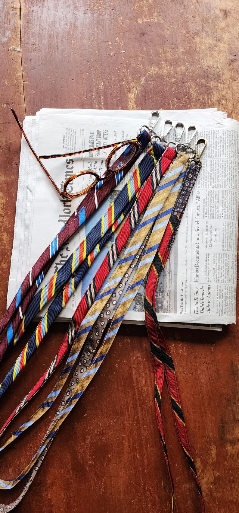 Upcycled Recycled Men's Tie Lanyards Badge Holder Lanyard Keychain ...