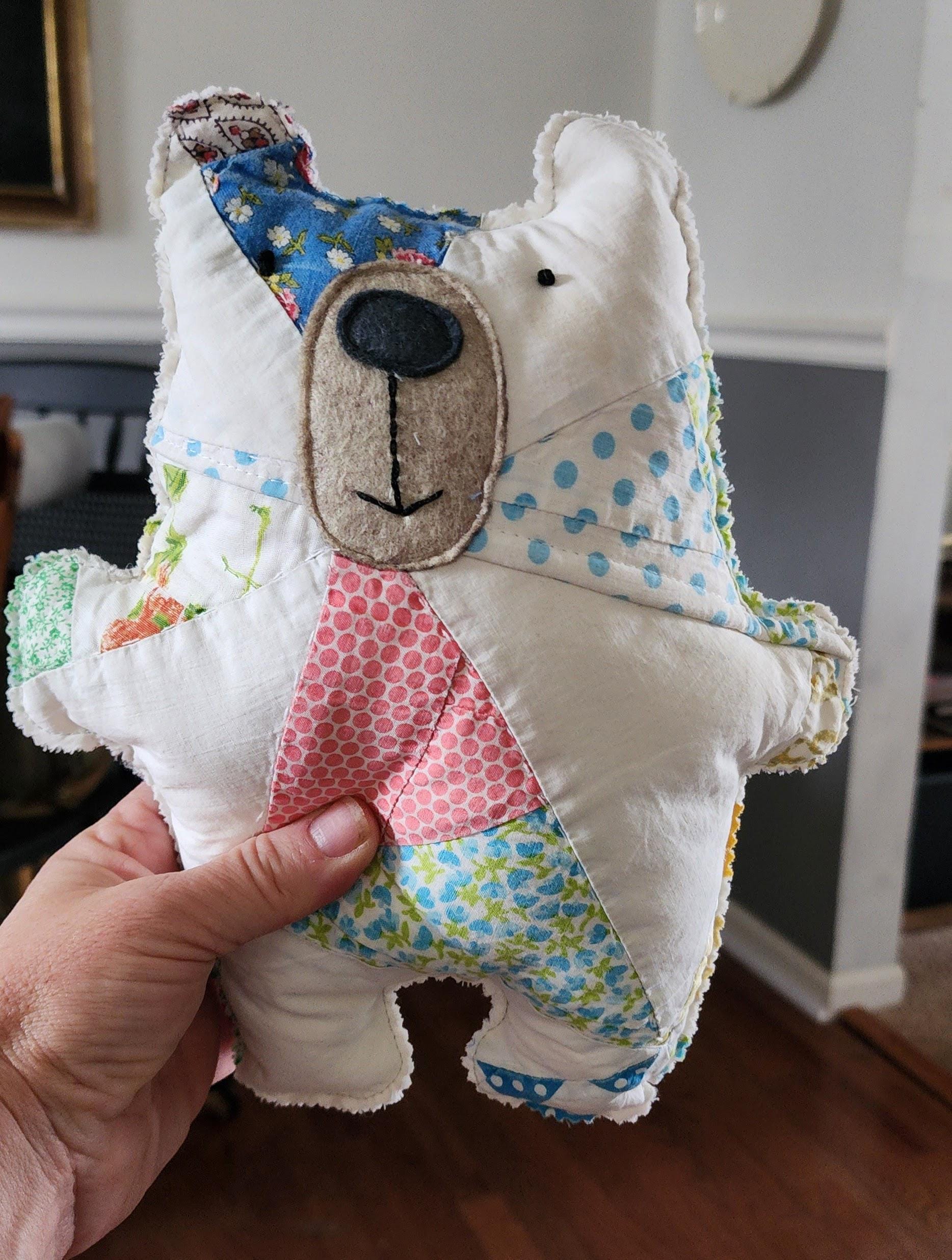 Upcycled Vintage Quilt Stuffed Bear | Quilted Stuffed Animal - Etsy