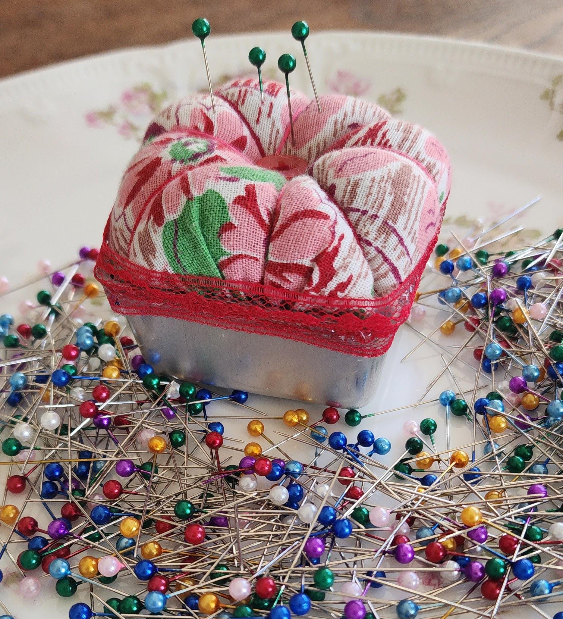Upcycled Jelly Mold Pin Cushion: Vintage Flour Sack Fabric - Etsy