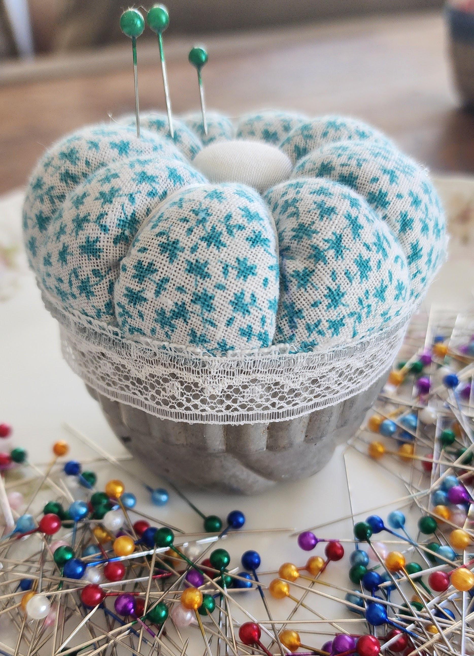 Upcycled Jelly Mold Pin Cushion: Vintage Flour Sack Fabric - Etsy