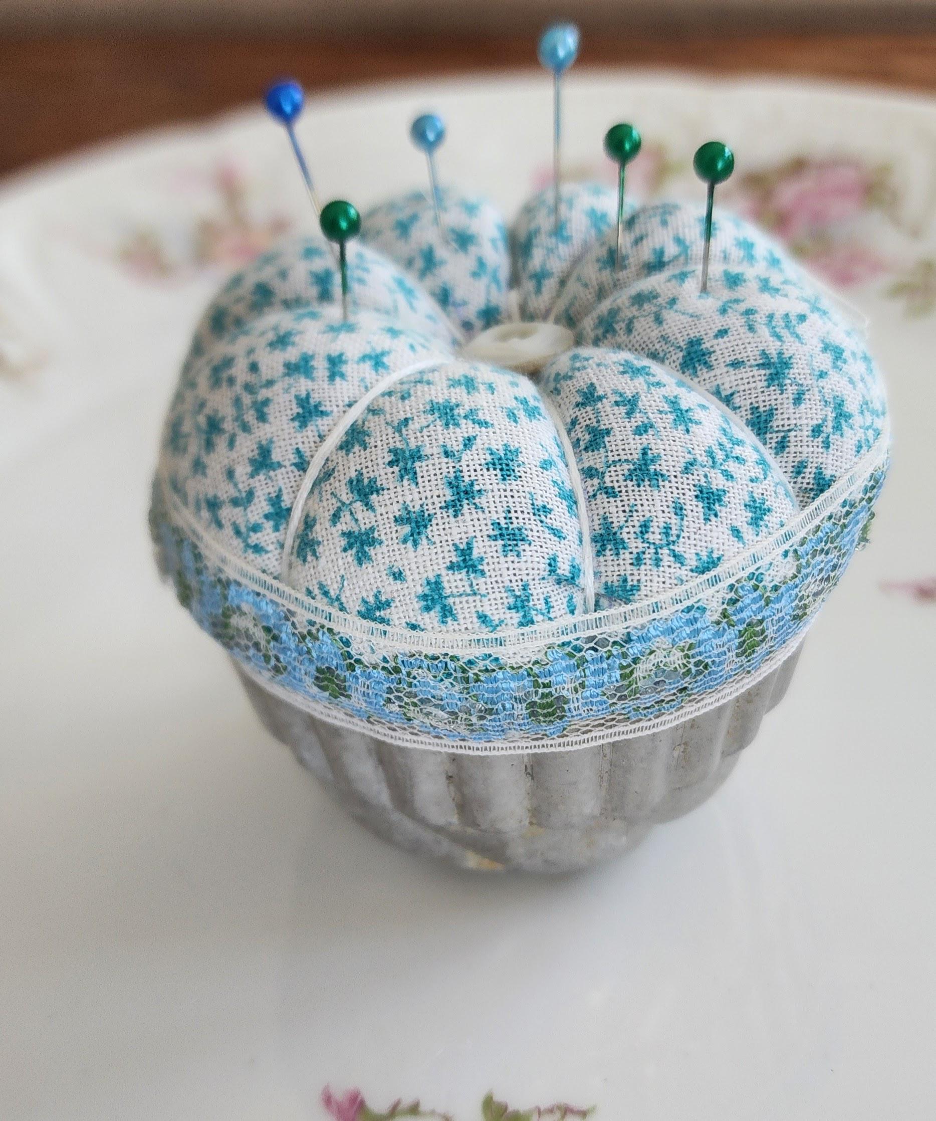 Upcycled Jelly Mold Pin Cushion: Vintage Flour Sack Fabric - Etsy