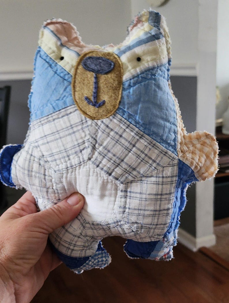 Upcycled Vintage Quilt Stuffed Bear | Quilted Stuffed Animal - Etsy