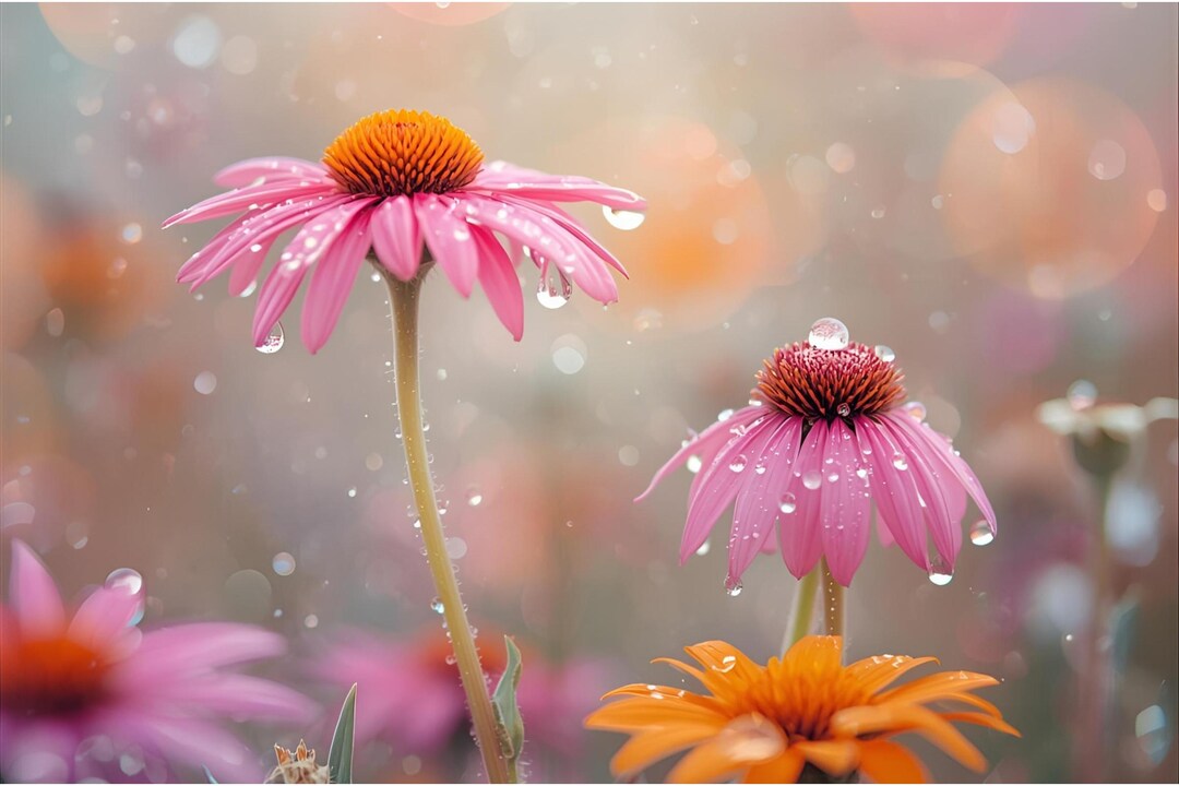 Pink Floral Raindrop Wall Art Digital Download Soft Macro Garden Print ...