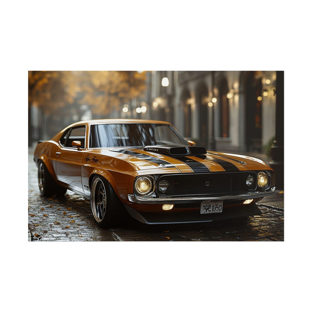 Gold Muscle Car Poster – Classic Hot Rod Wall Print - Etsy