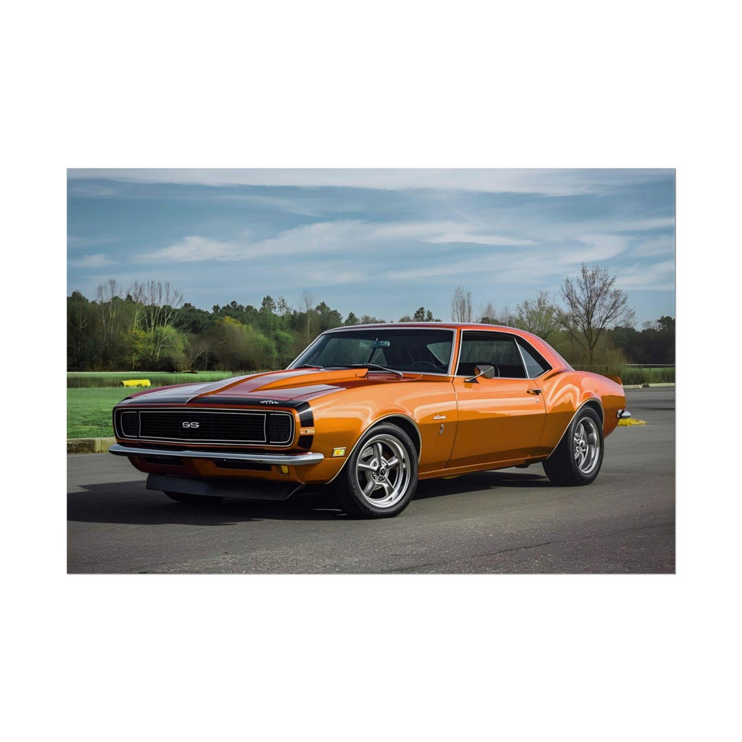 1968 Camaro SS Poster – Orange Classic Muscle Car Art - Etsy