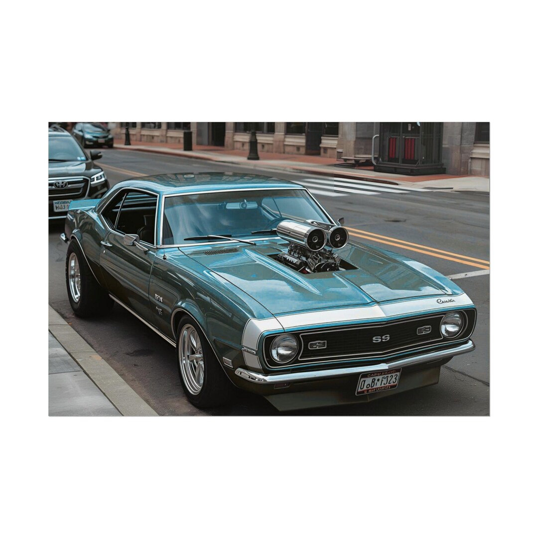 1968 Camaro SS Poster – Teal Blower Hot Rod Wall Art - Etsy
