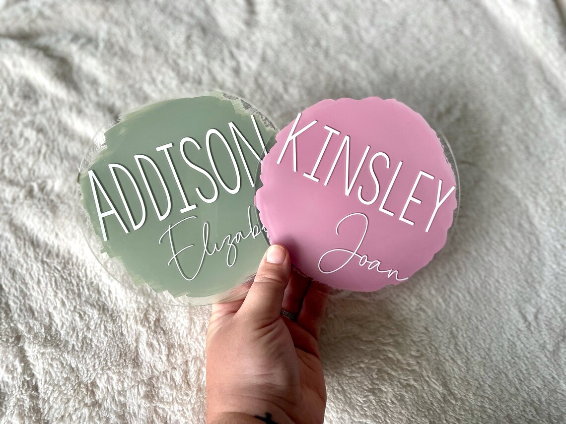 Acrylic Birth Announcement Sign Infant Name Announcement - Etsy