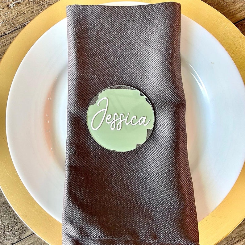 Painted Acrylic Name Plates Personalized Circle Wedding Place - Etsy