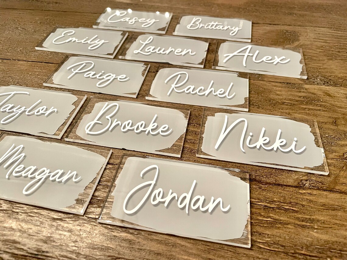 Painted Acrylic Name Plates Personalized Circle Wedding Place - Etsy